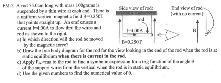 Solved M−3 A rod 75.0 cm long with mass 100 grams is | Chegg.com