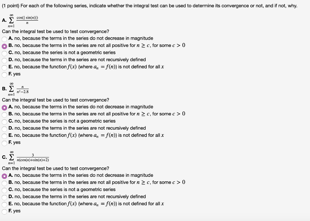 Solved (1 point) For each of the following series, indicate | Chegg.com