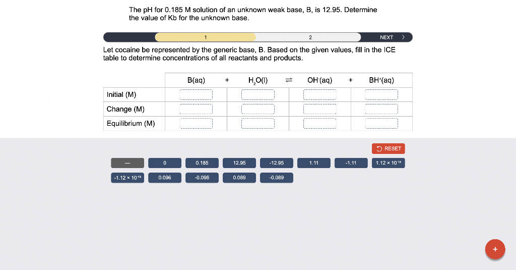 Solved The pH for 0.185 M solution of an unknown weak base, | Chegg.com