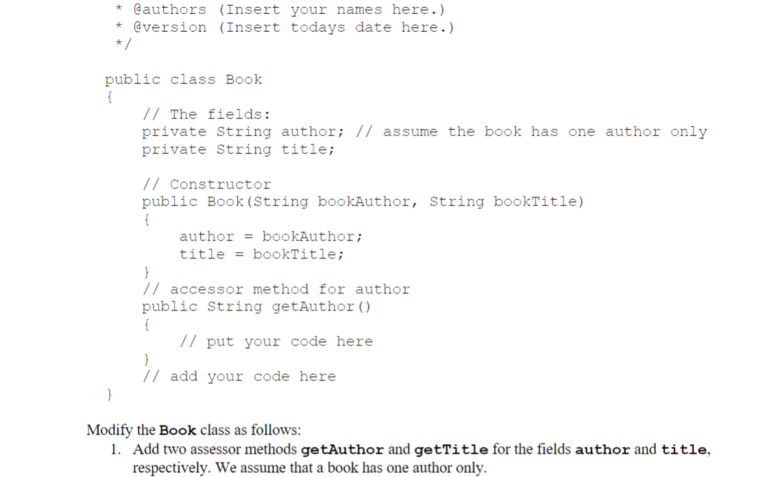 Solved Part A Below is the outline for a Book class. The | Chegg.com