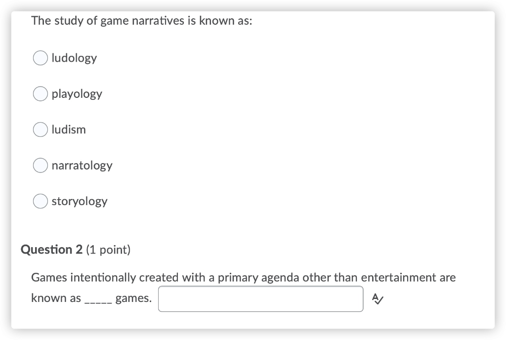 Solved The study of game narratives is known as: O ludology | Chegg.com