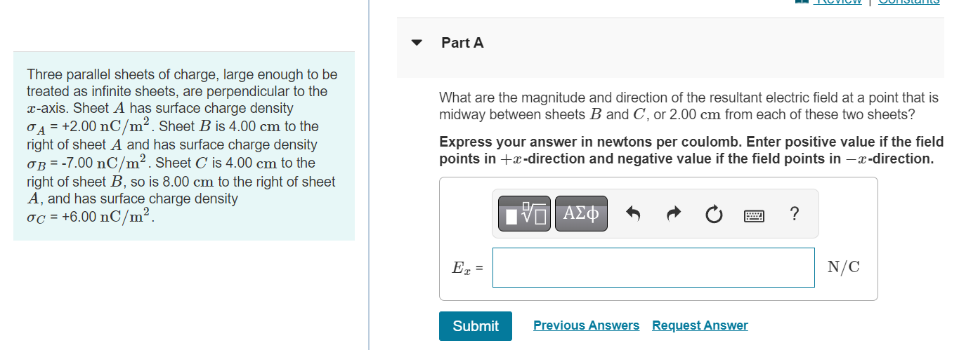 Solved Three parallel sheets of charge, large enough to be | Chegg.com