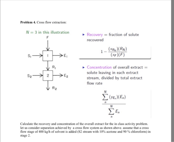 Problem 4. Cross flow extraction N 3 in this | Chegg.com