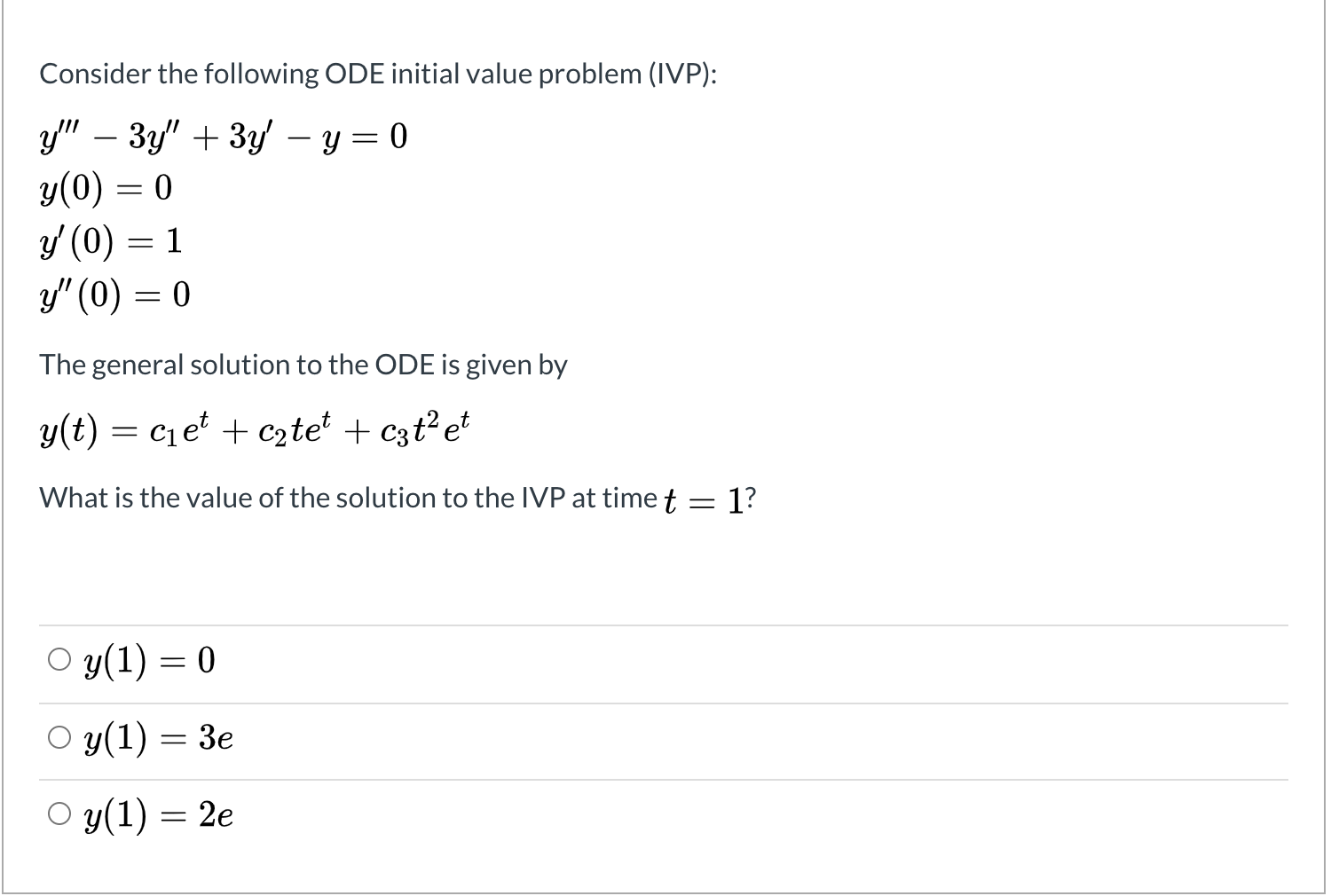 Solved Consider the following ODE initial value problem | Chegg.com
