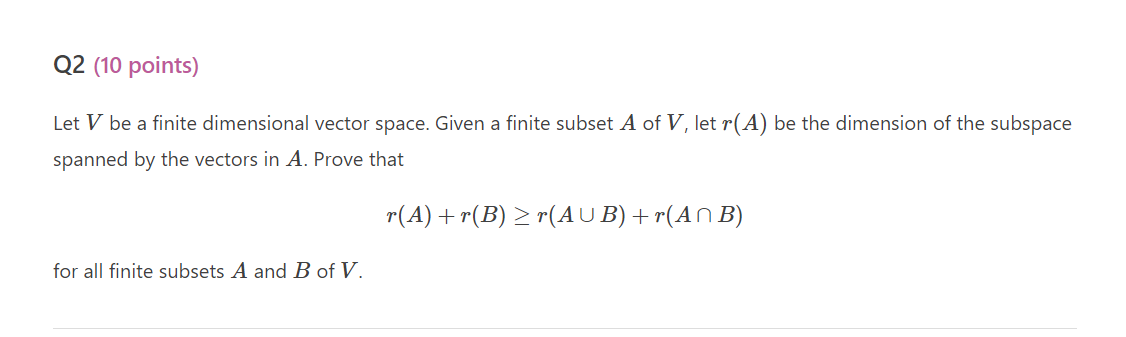 Solved Let V Be A Finite Dimensional Vector Space Given A