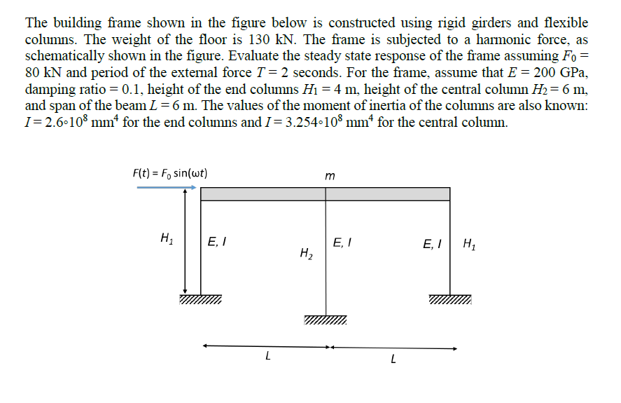 Solved Please use the formula for k = 12*E*I/H^3.......since | Chegg.com