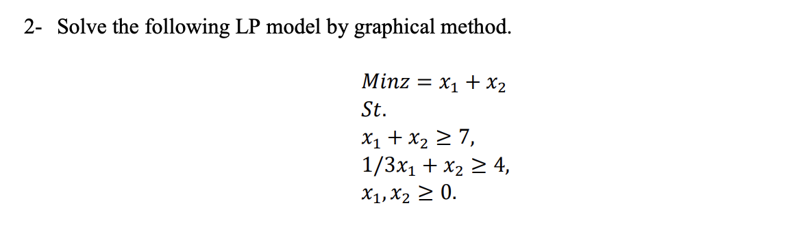 Solved 2- Solve the following LP model by graphical method. | Chegg.com