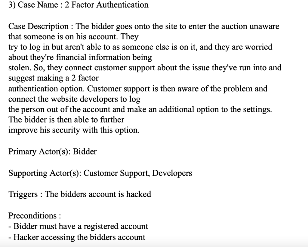 Solved 3) Case Name : 2 Factor Authentication Case | Chegg.com