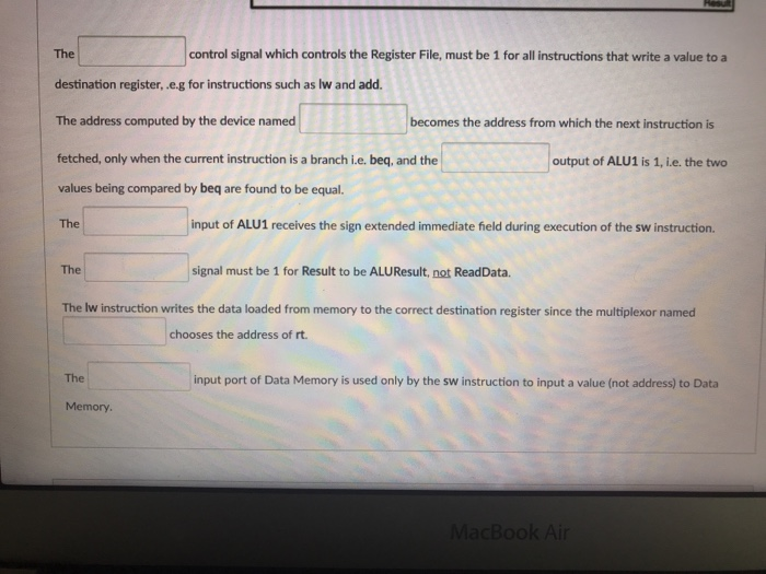 Solved control signal which controls the Register File, must | Chegg.com