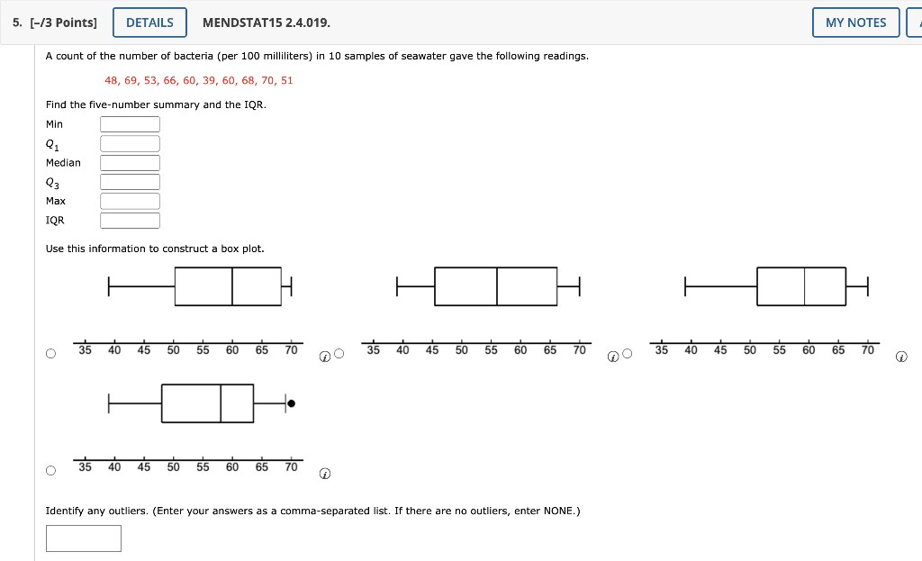 Solved MENDSTAT15 2.4.019. A count of the number of bacteria | Chegg.com