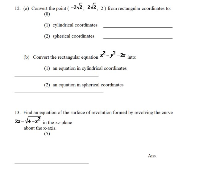 Solved Convert the point ( , , 2 ) from rectangular | Chegg.com