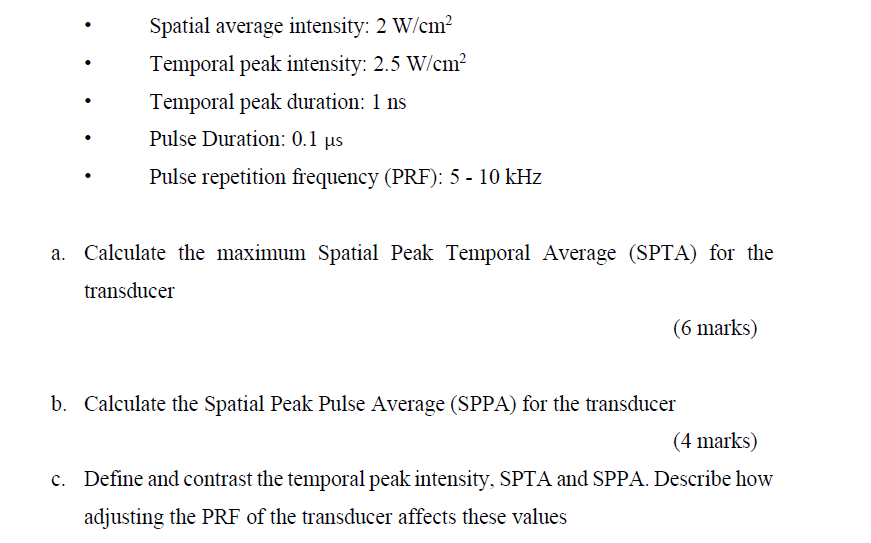 Q10. An unfocused ultrasonic transducer has completed | Chegg.com