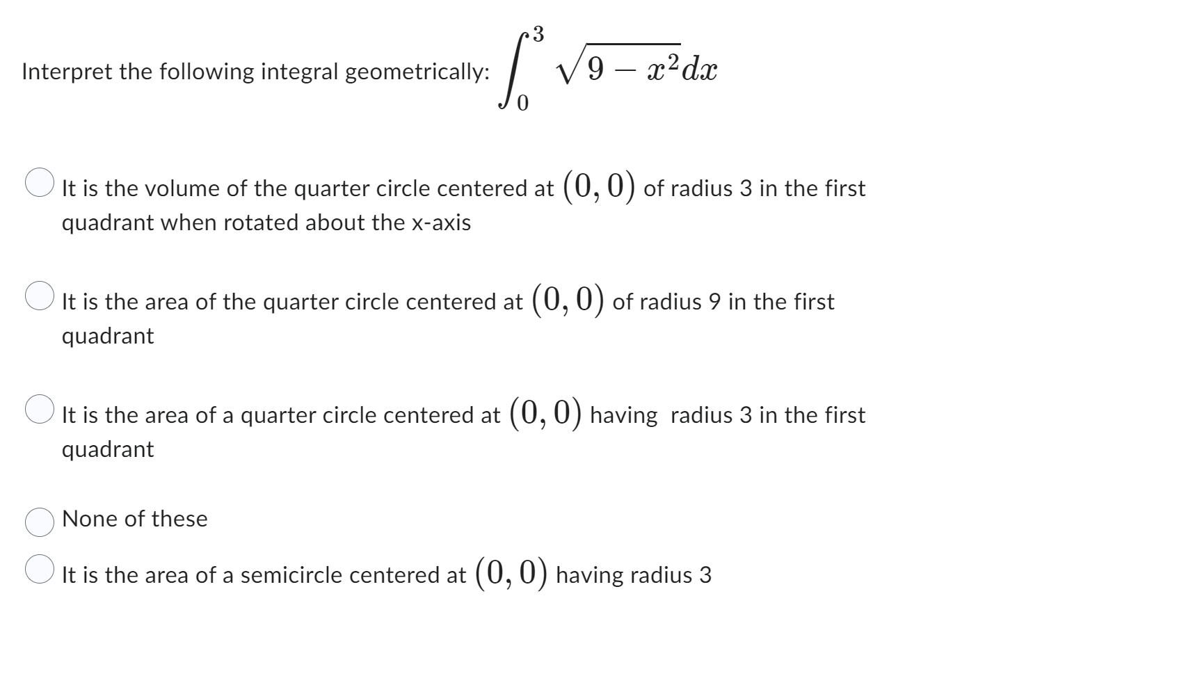 Solved erpret the following integral geometrically: | Chegg.com
