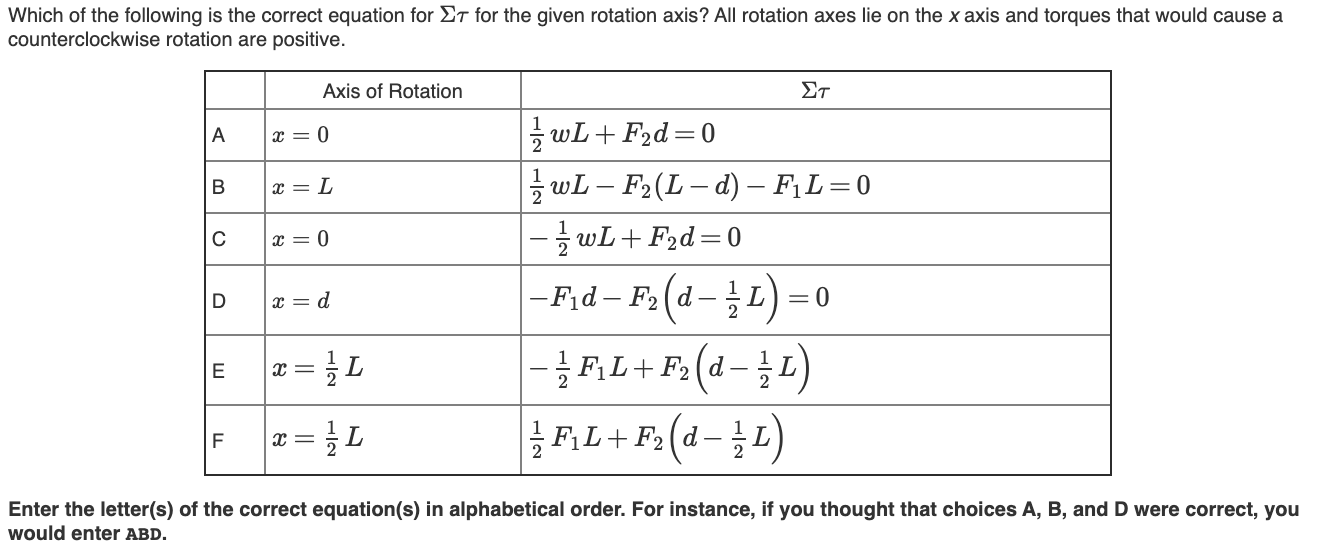 Which of the following is the correct equation for | Chegg.com