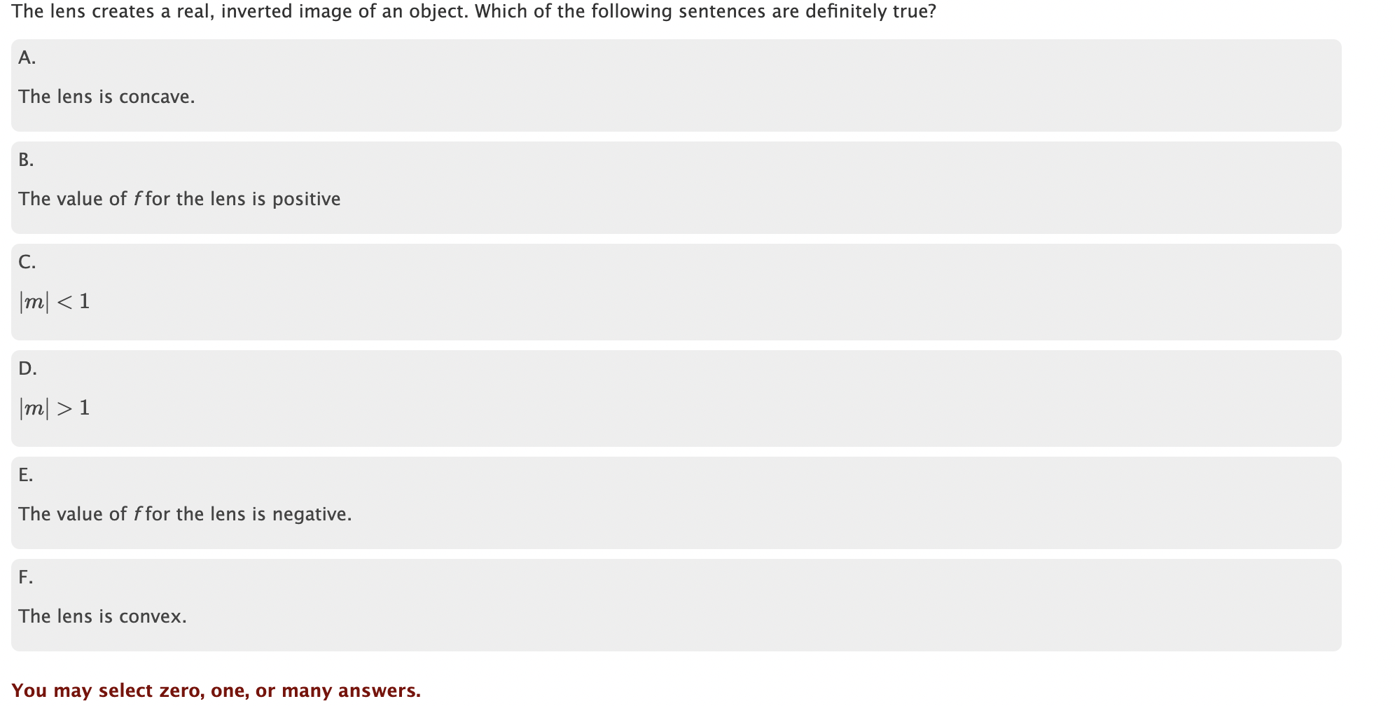 Solved The lens creates a virtual, upright image of an | Chegg.com