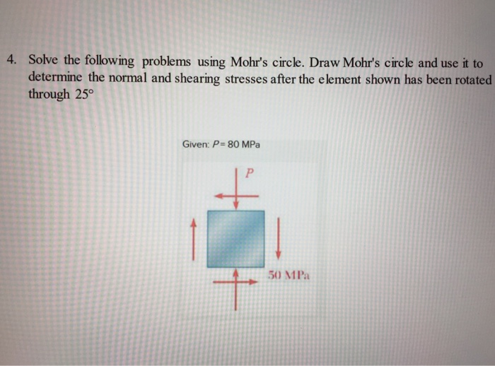 Solved 4. Solve the following problems using Mohr's circle. | Chegg.com