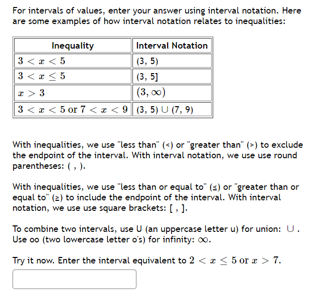 Solved For intervals of values, enter your answer using | Chegg.com