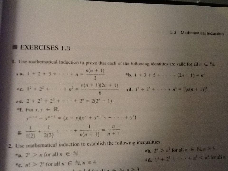 Solved 1.3 Mathematical Induction EXERCISES 1.3 1. Use | Chegg.com Solved 1.3 Mathematical Induction EXERCISES 1.3 1. Use | Chegg.com