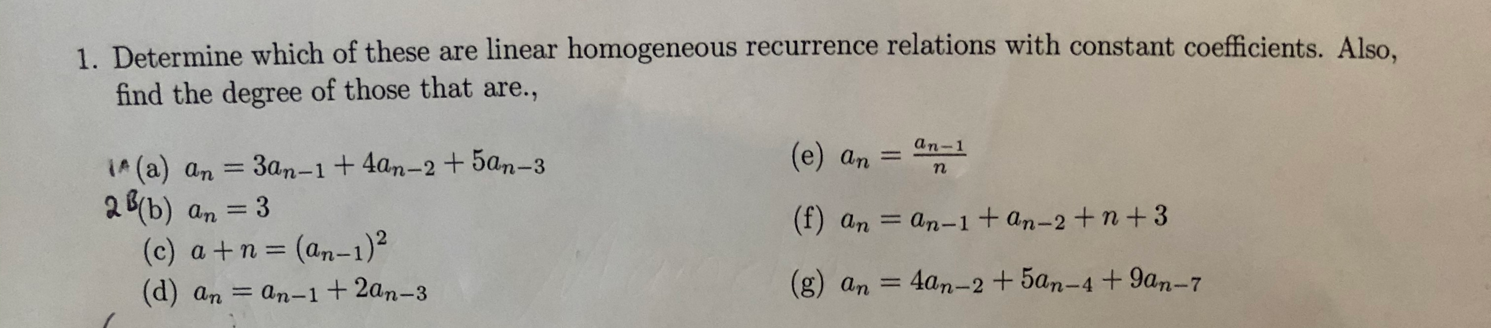 Solved 1 Determine Which Of These Are Linear Homogeneous