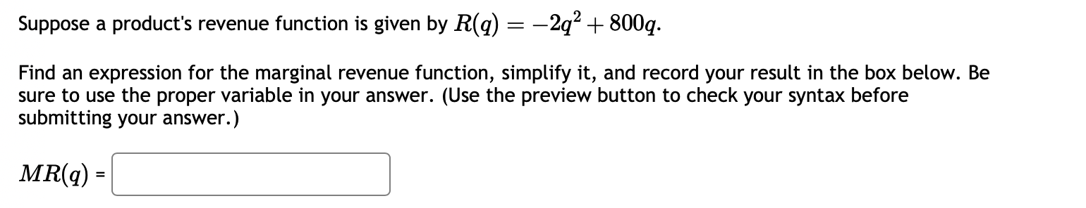 Solved Suppose a product's revenue function is given by | Chegg.com