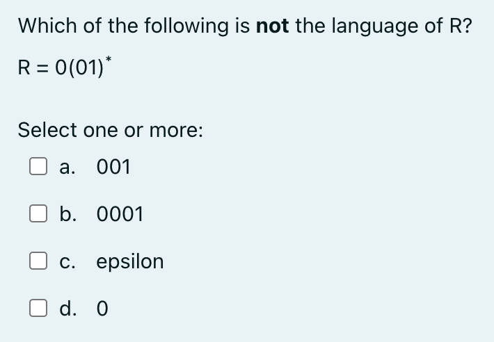 Solved Which of the following is not the language of R ? | Chegg.com