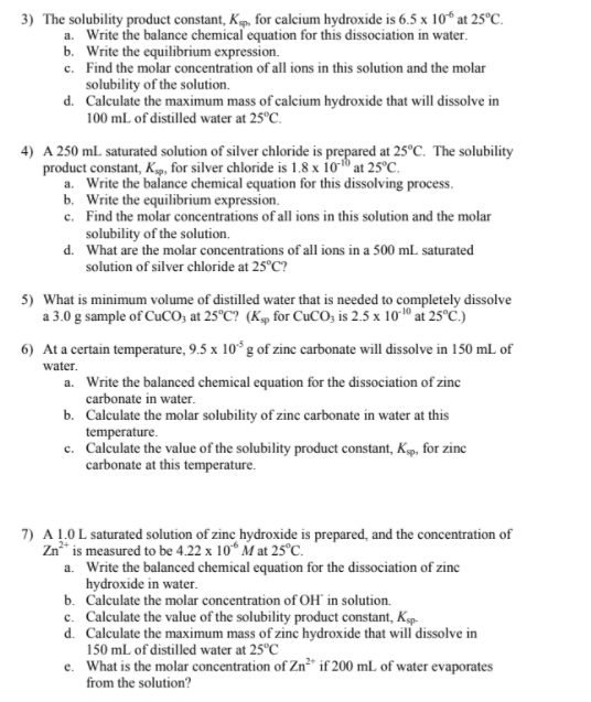 Solved 3) The solubility product constant, K., for calcium | Chegg.com