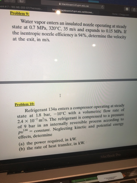 Solved Problem 1: Use the tables for water to determine the | Chegg.com