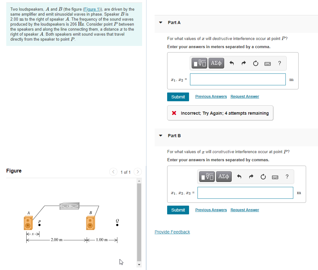 Solved Two loudspeakers, A and B (the figure (Figure 1)), | Chegg.com