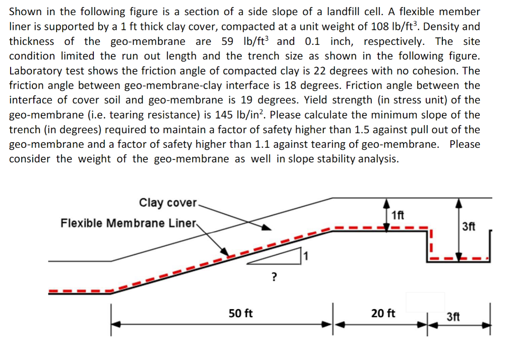 Solved section of a side slope of a landfill cell. A | Chegg.com