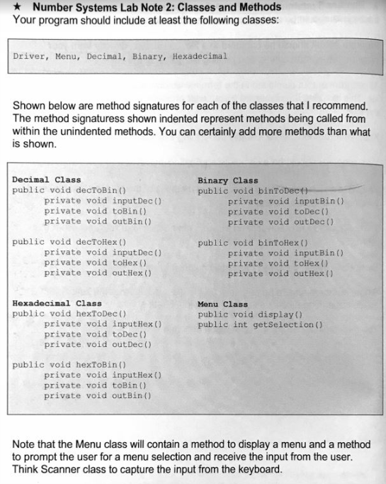 Solved e Computer Lab: Number Systems Construct an | Chegg.com