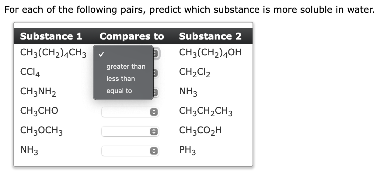 Solved For each of the following pairs, predict which | Chegg.com