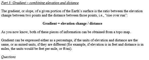 Part 3: Gradient - combining elevation and distance | Chegg.com