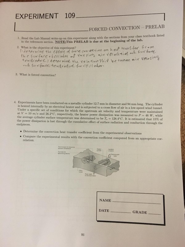 Solved EXPERIMENT 109 FORCED CONVECTION REFERENCES | Chegg.com