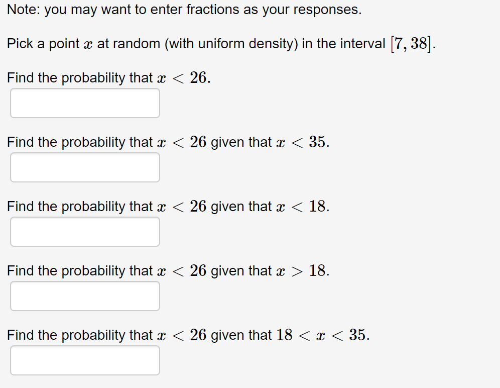 Solved Note: you may want to enter fractions as your | Chegg.com