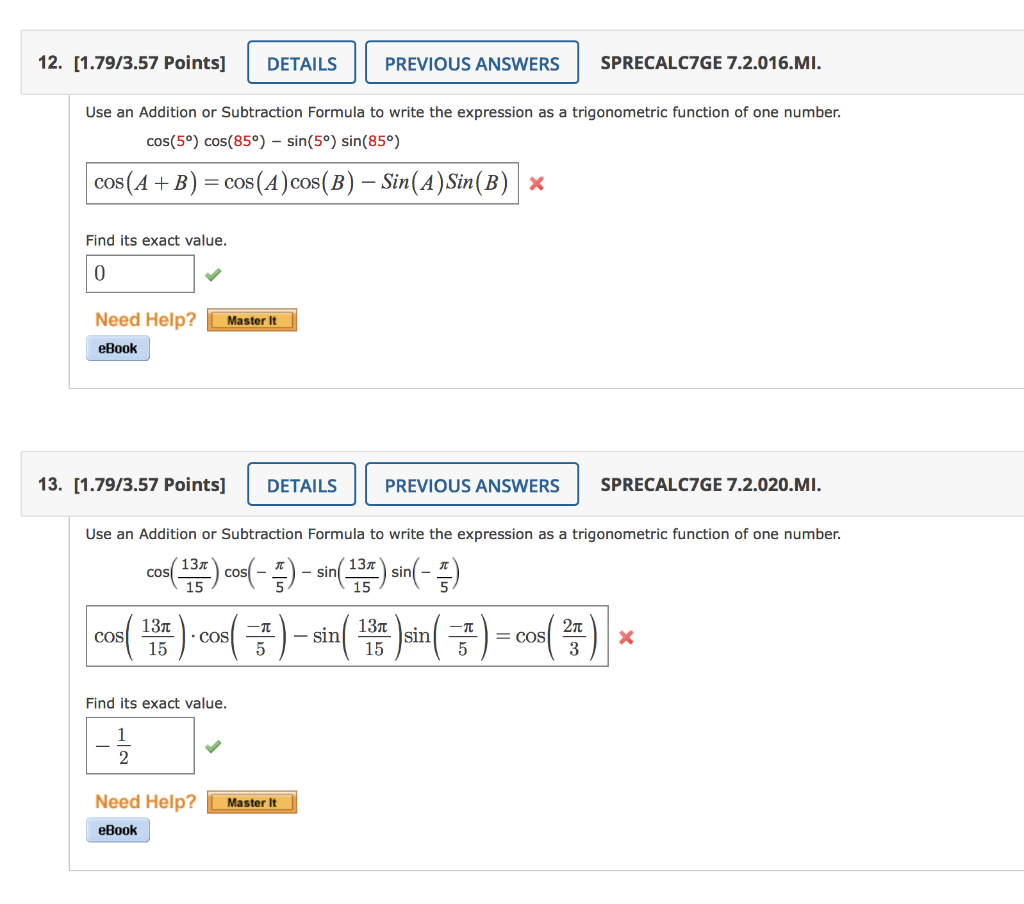 Solved 12. [1.79/3.57 Points] DETAILS PREVIOUS ANSWERS | Chegg.com