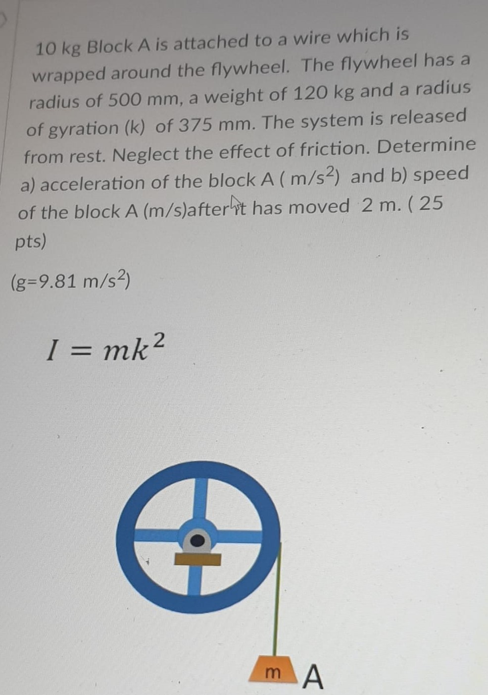 Solved 10 kg Block A is attached to a wire which is wrapped | Chegg.com