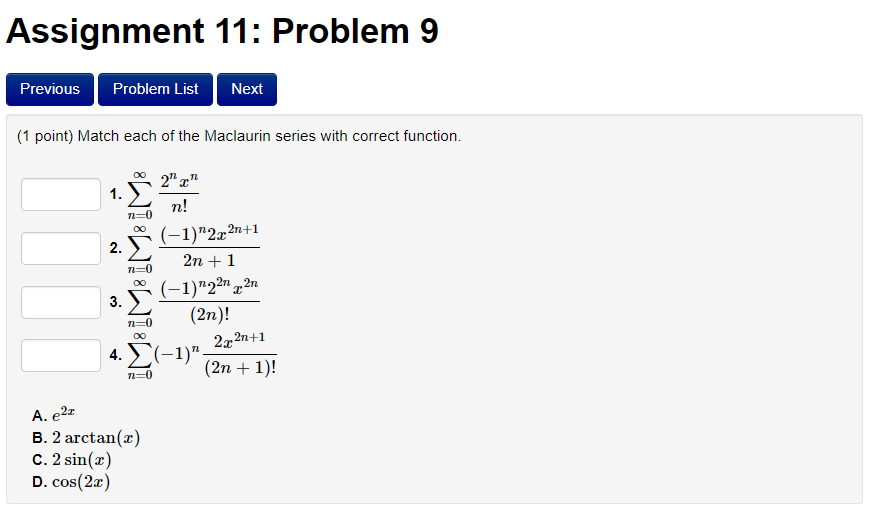 Solved Assignment 11 Problem 9 Previous Problem List Next 