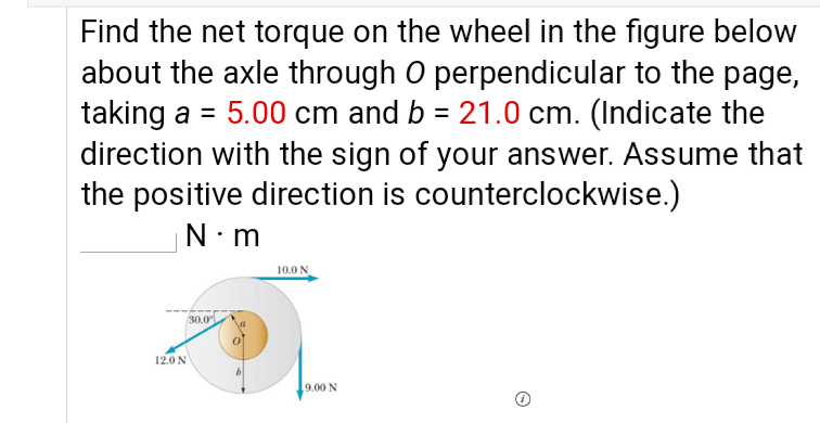 Solved Find the net torque on the wheel in the figure below | Chegg.com