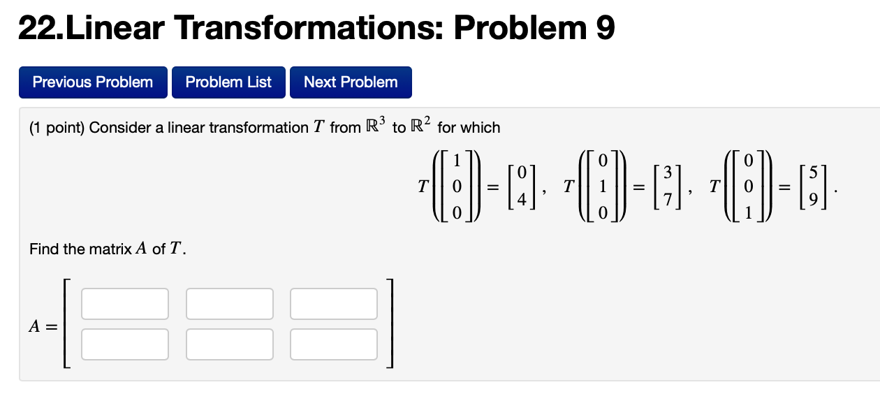 Solved 22 Linear Transformations Problem 8 Previous
