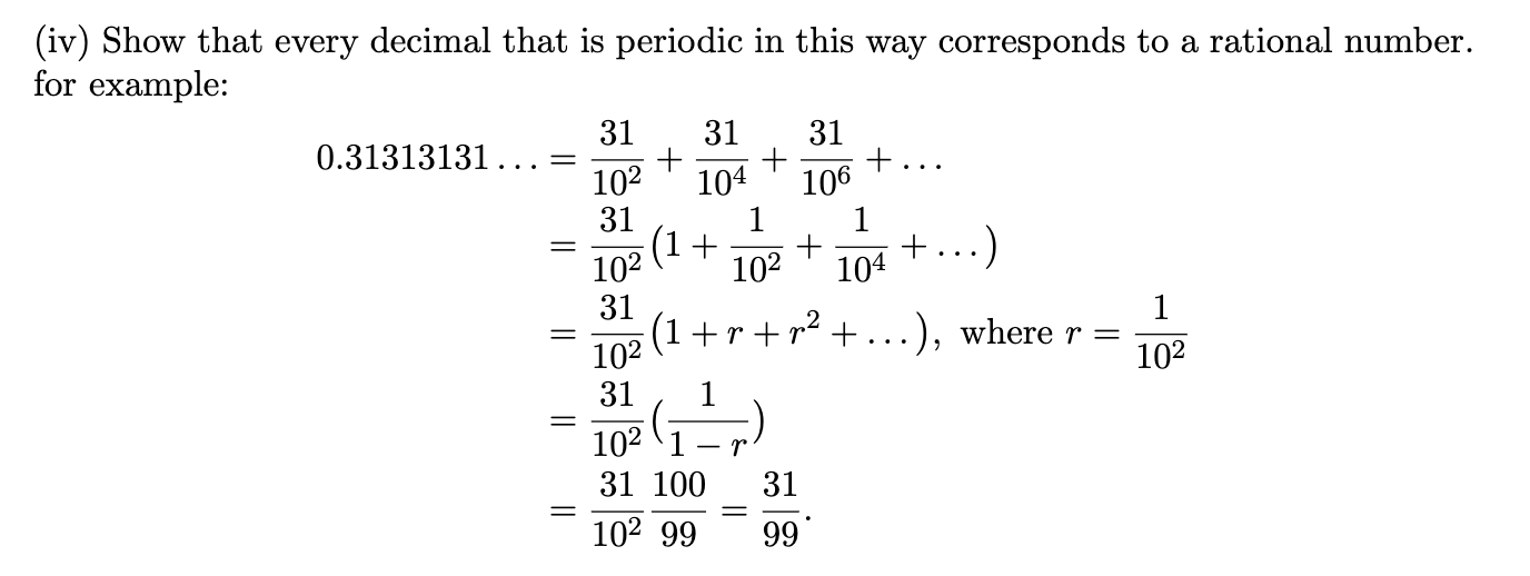Solved (iv) Show that every decimal that is periodic in this | Chegg.com