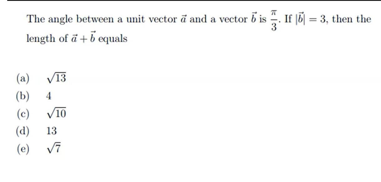 Solved The angle between a unit vector a and a vector b is | Chegg.com