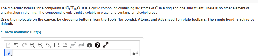 Solved The molecular formula for a compound is C9H16O. It is | Chegg.com