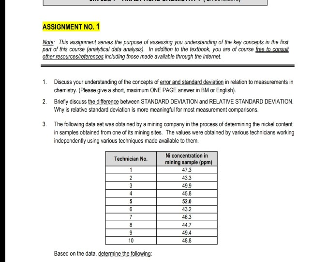 Solved ASSIGNMENT NO. 1 Note: This assignment serves the | Chegg.com