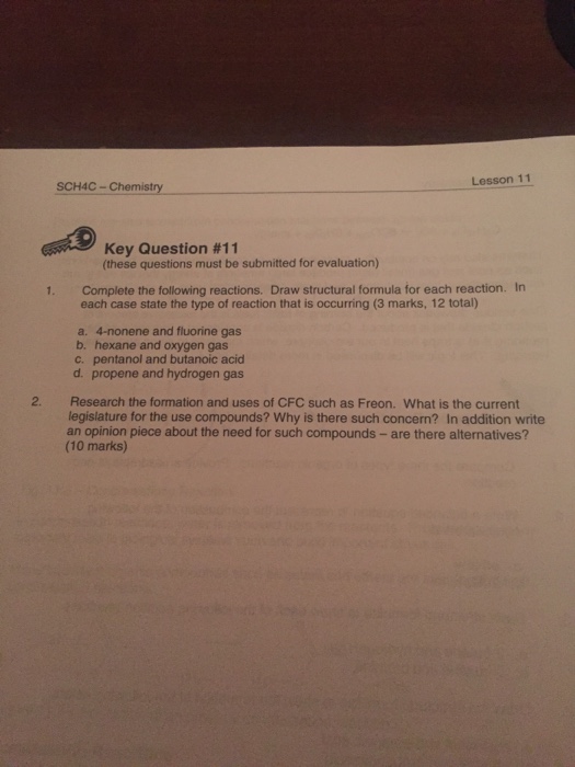 Solved Lesson 11 sCH4?-Chemistry Key Question #11 (these | Chegg.com