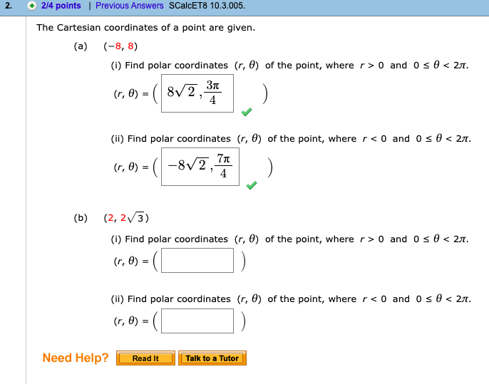 Solved Previous Answers SCalcET8 10.3.005 2. 2/4 points The | Chegg.com