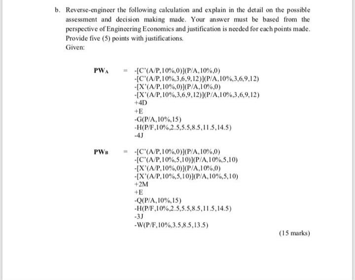 b. Reverse-engineer the following calculation and | Chegg.com