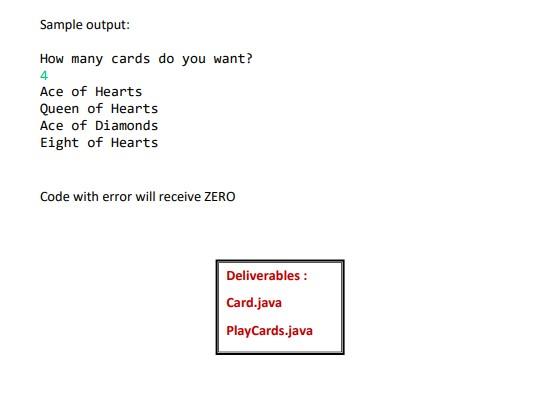 Solved In this assignment you will create a Card class that | Chegg.com