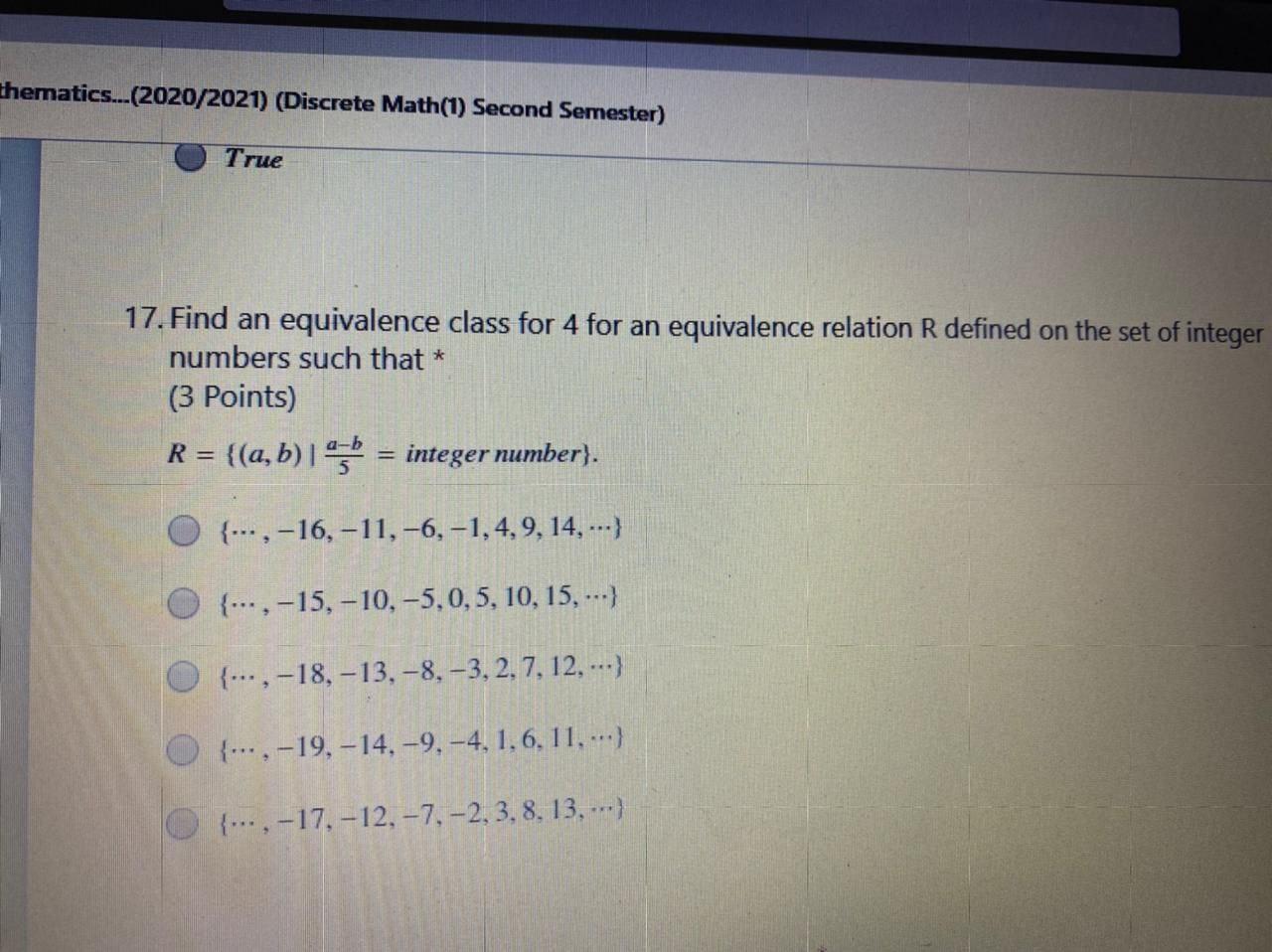 Solved thematics...(2020/2021) (Discrete Math(1) Second | Chegg.com
