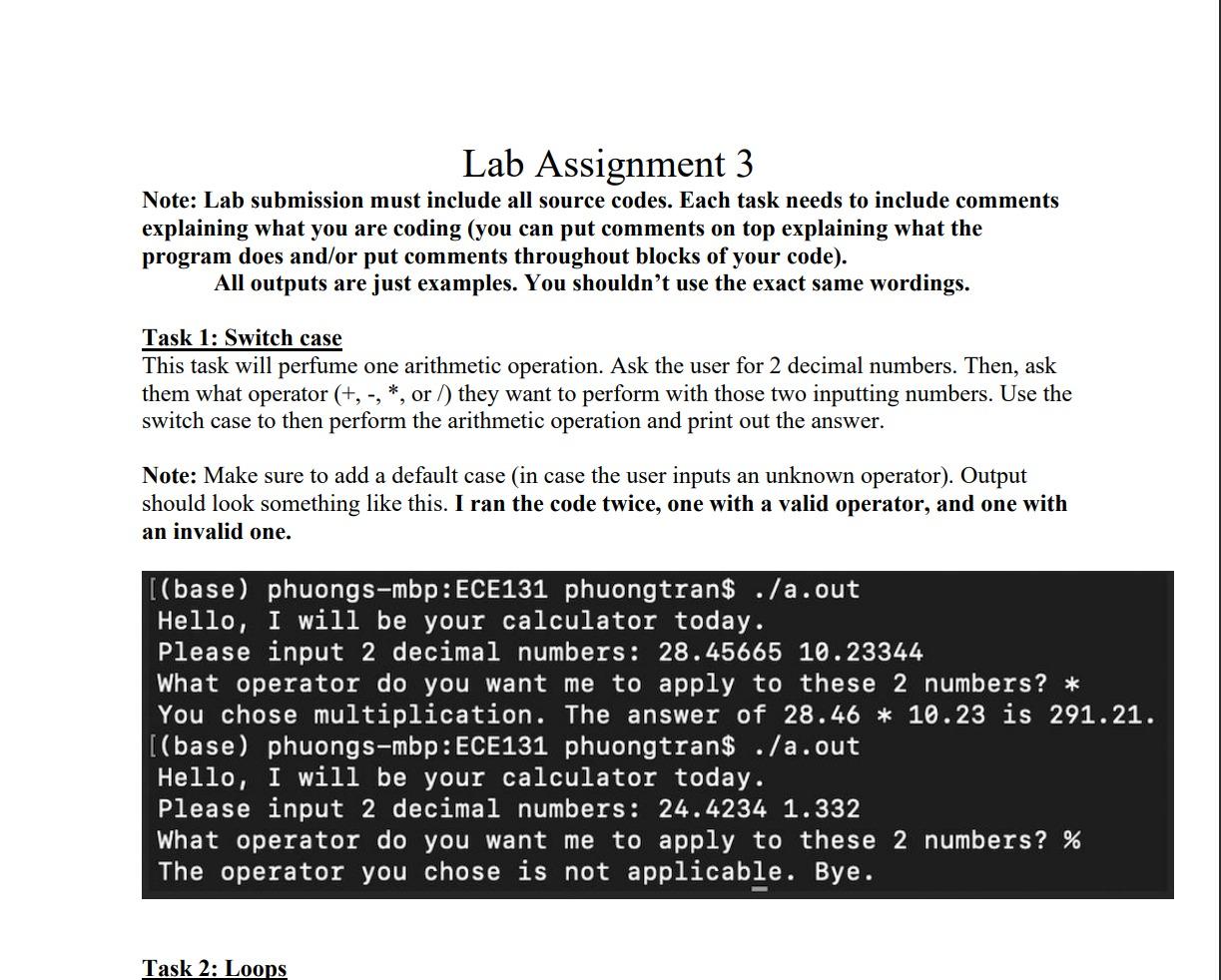 Solved Lab Assignment 3 Note: Lab submission must include | Chegg.com
