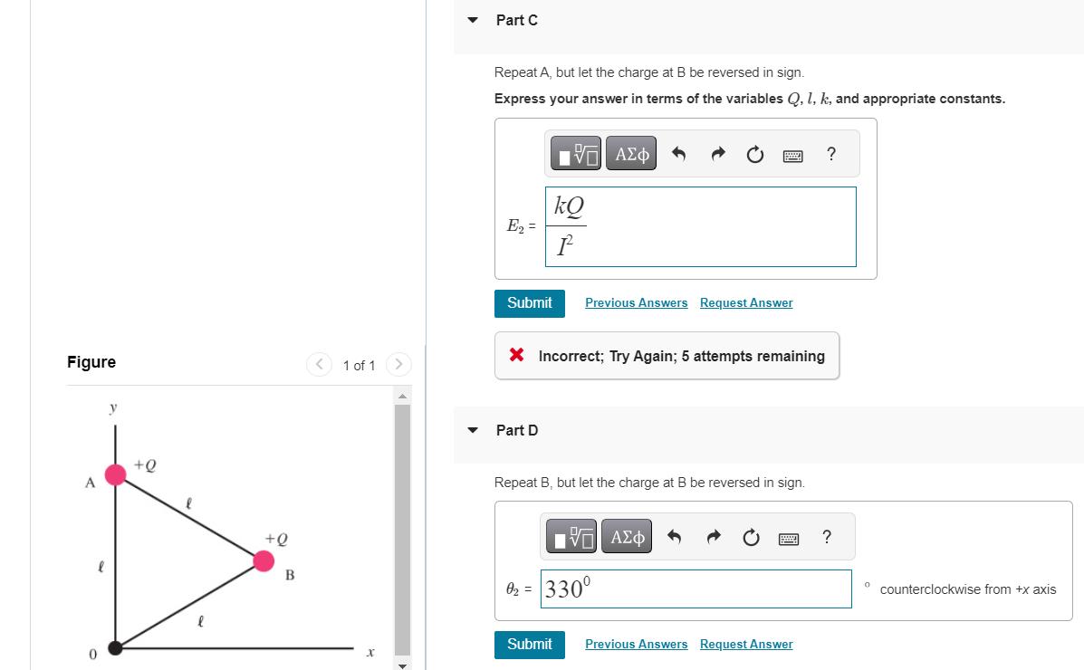 Solved Part CRepeat A, ﻿but let the charge at B ﻿be reversed | Chegg.com